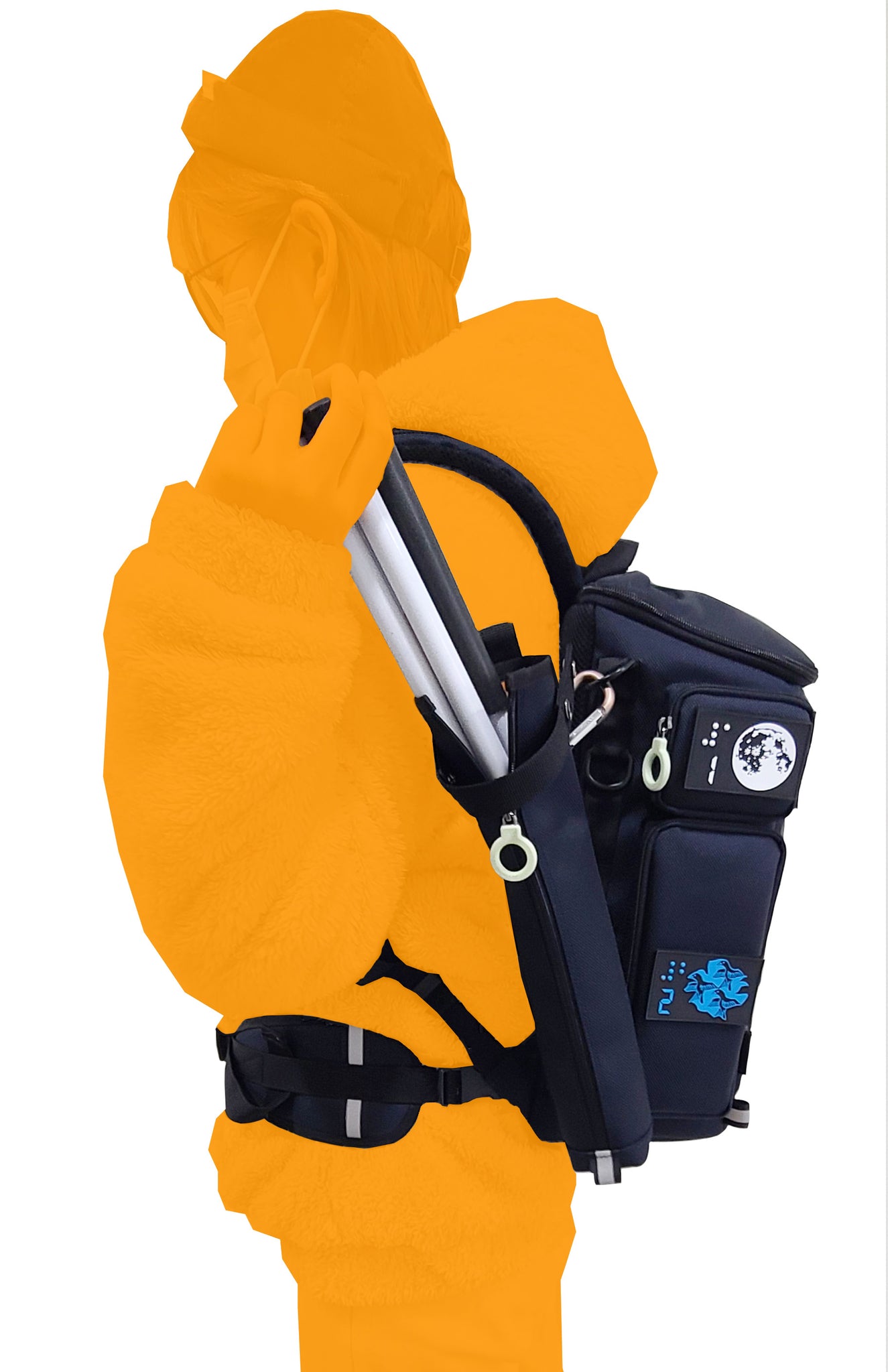 CITY BLOCK - Specialized 16-Pocket Tactile Backpack with Cane Pouch ...